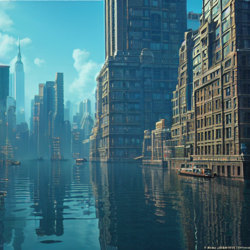 Stable Diffusion prompt: New York as a floating city, unr...
