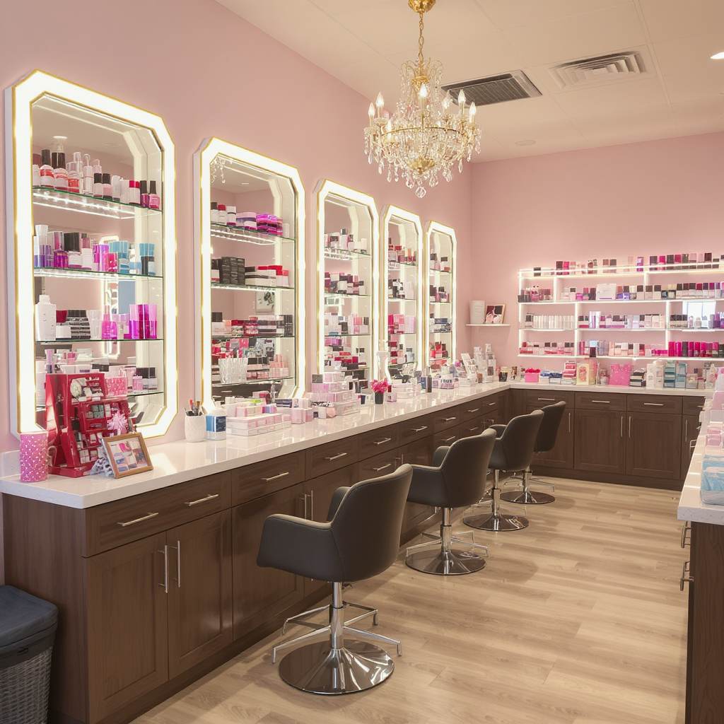 FLUX prompt: create image of a nail salon a real big salon