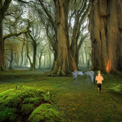 Stable Diffusion prompt: a forest full of oak trees, magi...