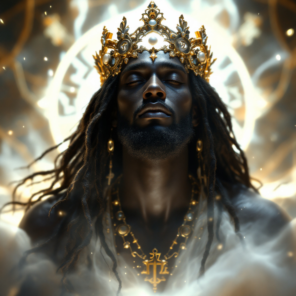 FLUX prompt: A majestic, god-like figure with skin of dee...