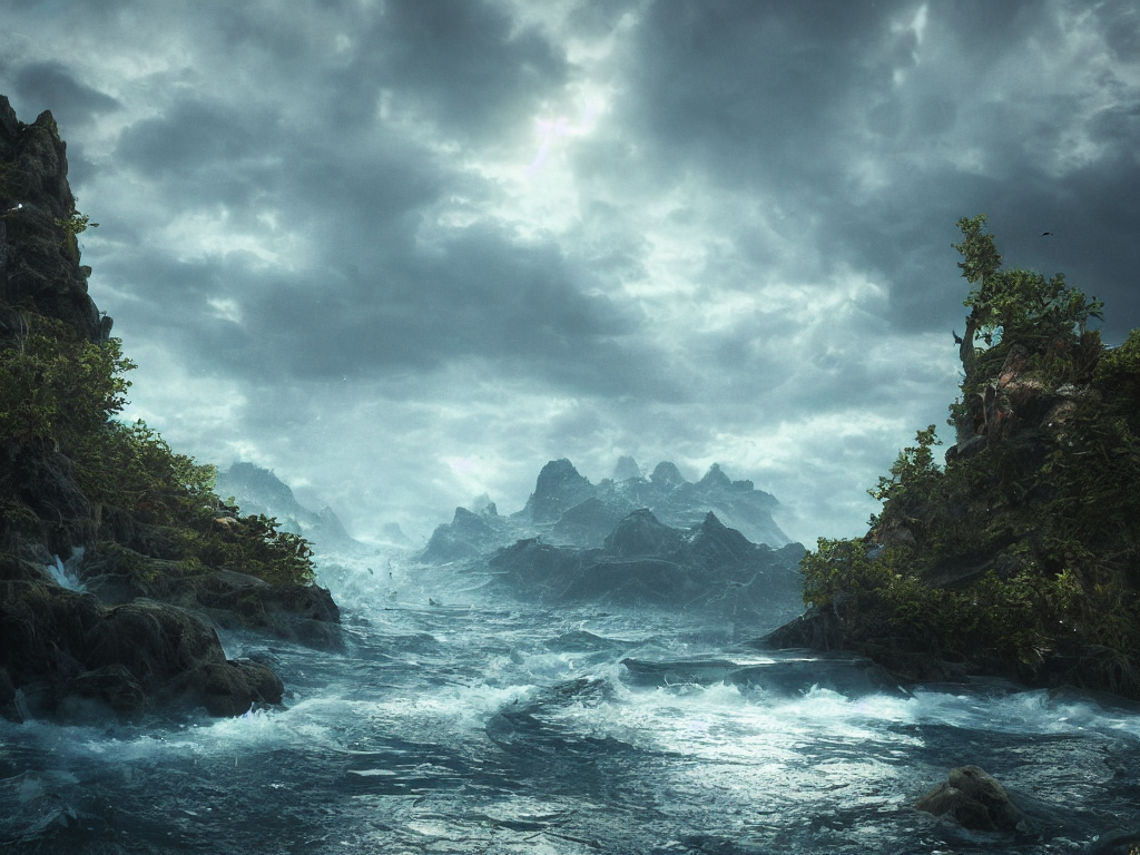 Stable Diffusion prompt: A world of water, atmospheric, h...