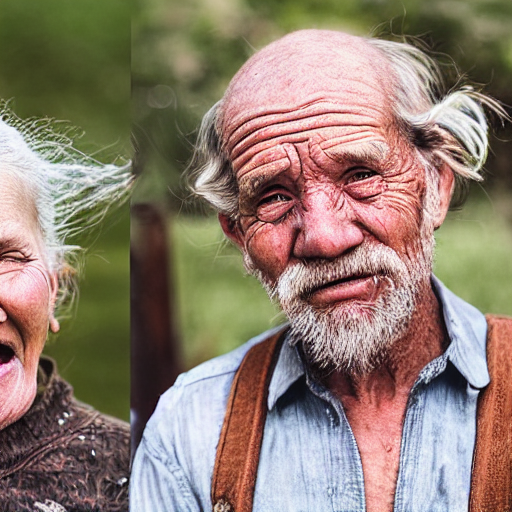 Stable Diffusion prompt: [Long shot] old farmer's wife an...