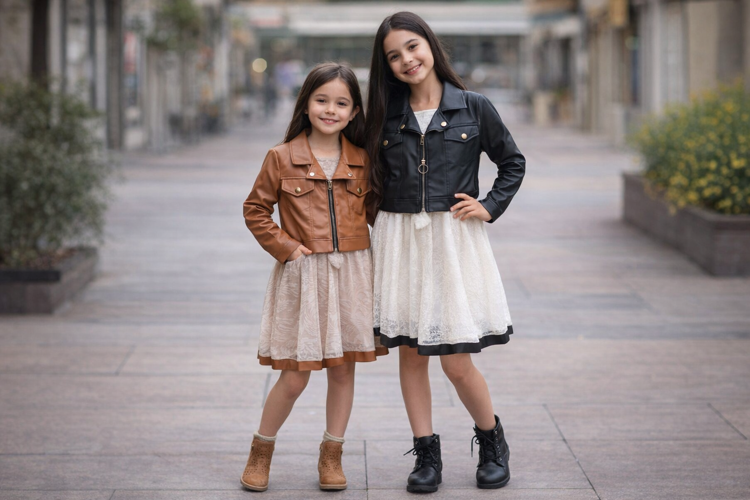 ChatGPT Image prompt: Complete image of 02 girls of 8 and...