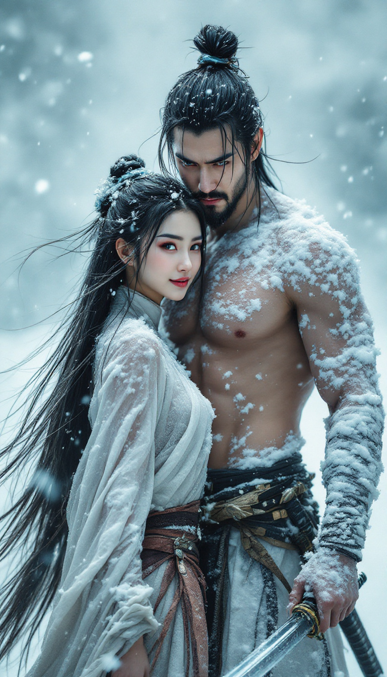 FLUX prompt: A surreal movie scene, a Chinese ninja and a...