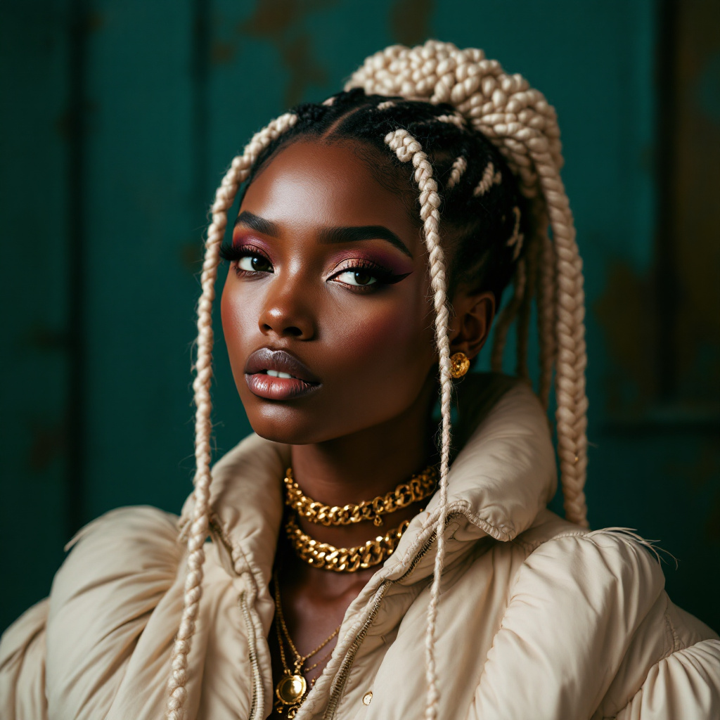 FLUX prompt: ULTRA REALISTIC BLACK FEMALE WITH HAIR braid...