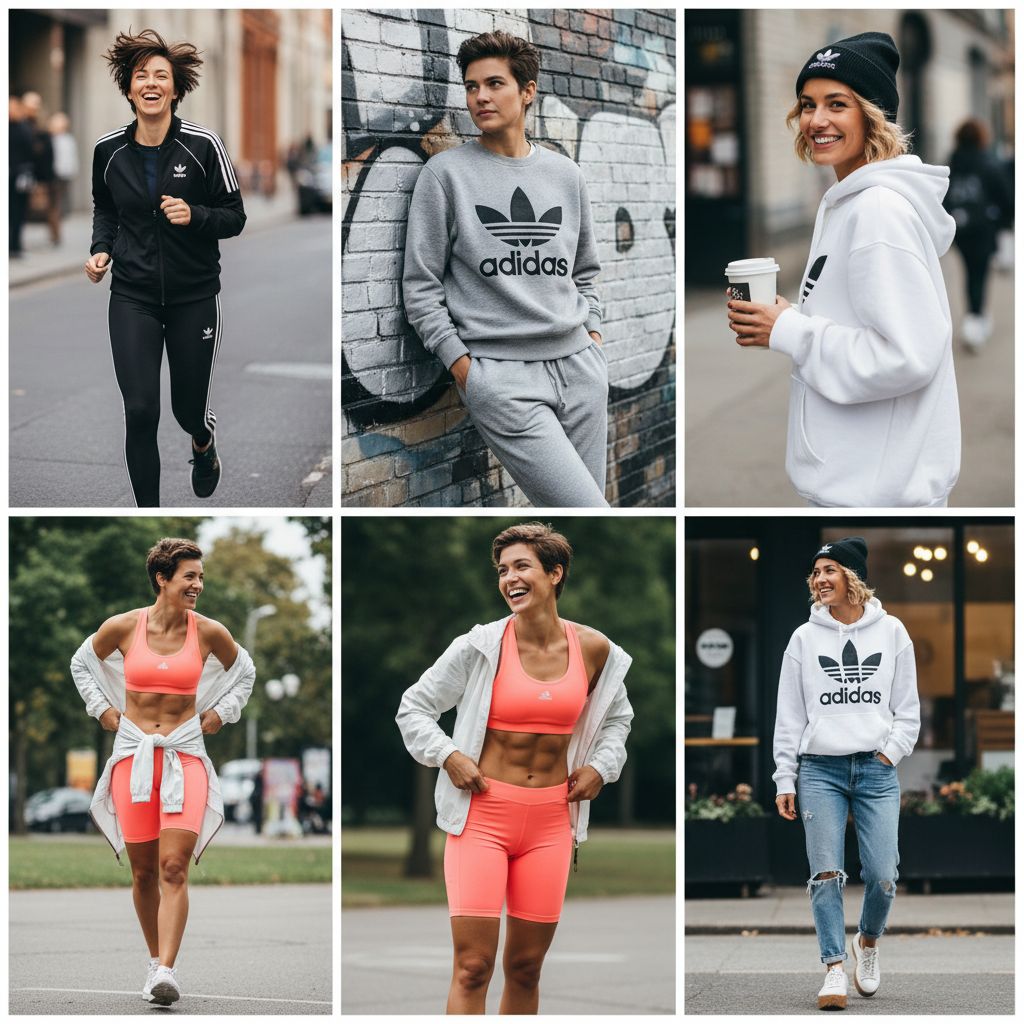 Nano Banana prompt: a short hair woman modeling Adidas ou...