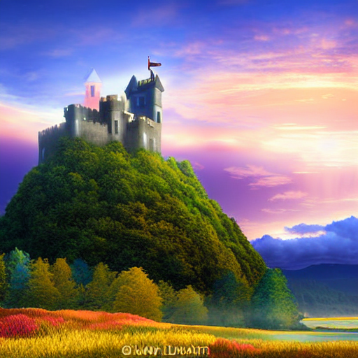 Stable Diffusion prompt: Giant flying island in the sky,