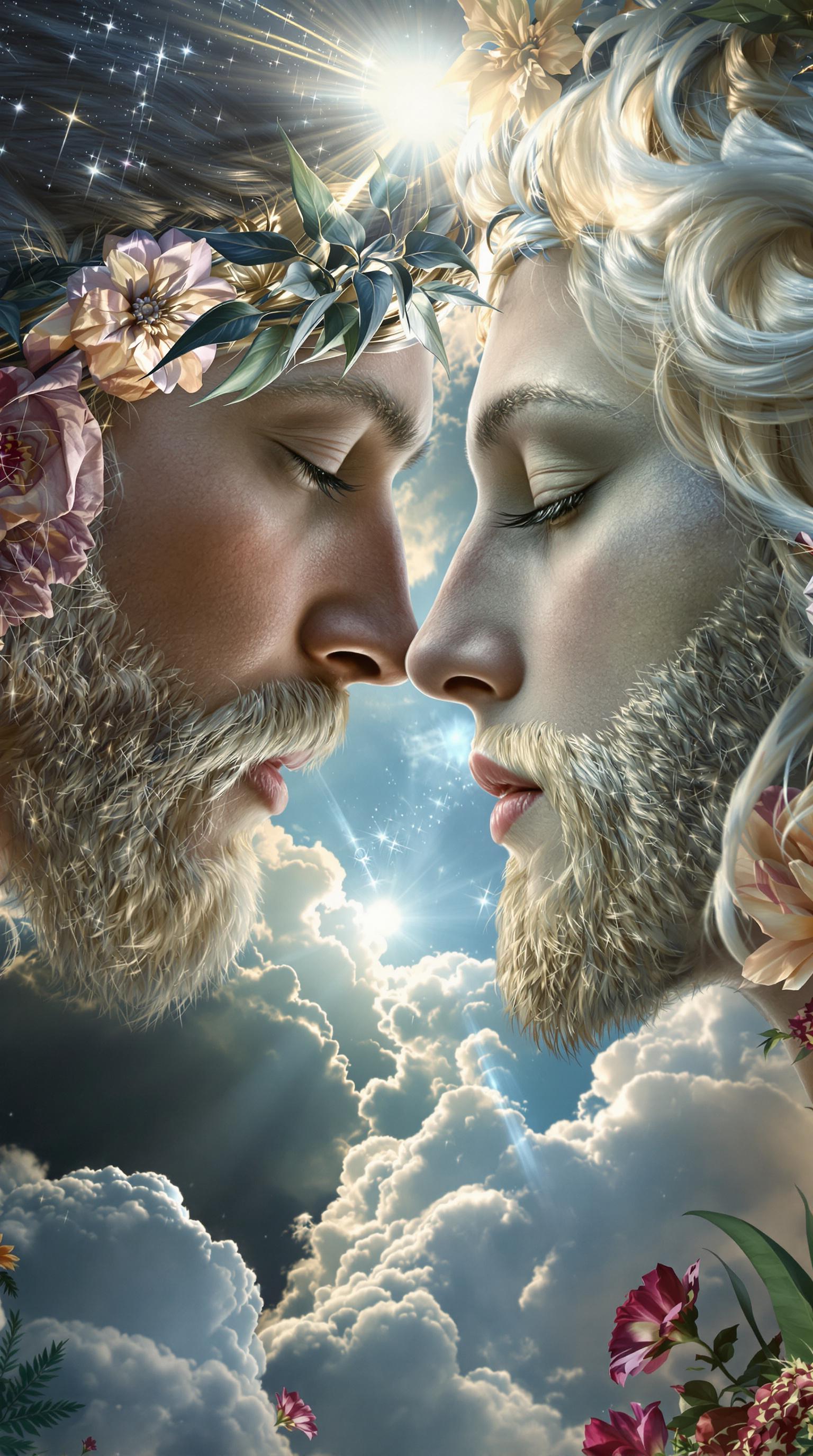 FLUX prompt: Adam and eve in heaven . Hyperrealistic. HDR...