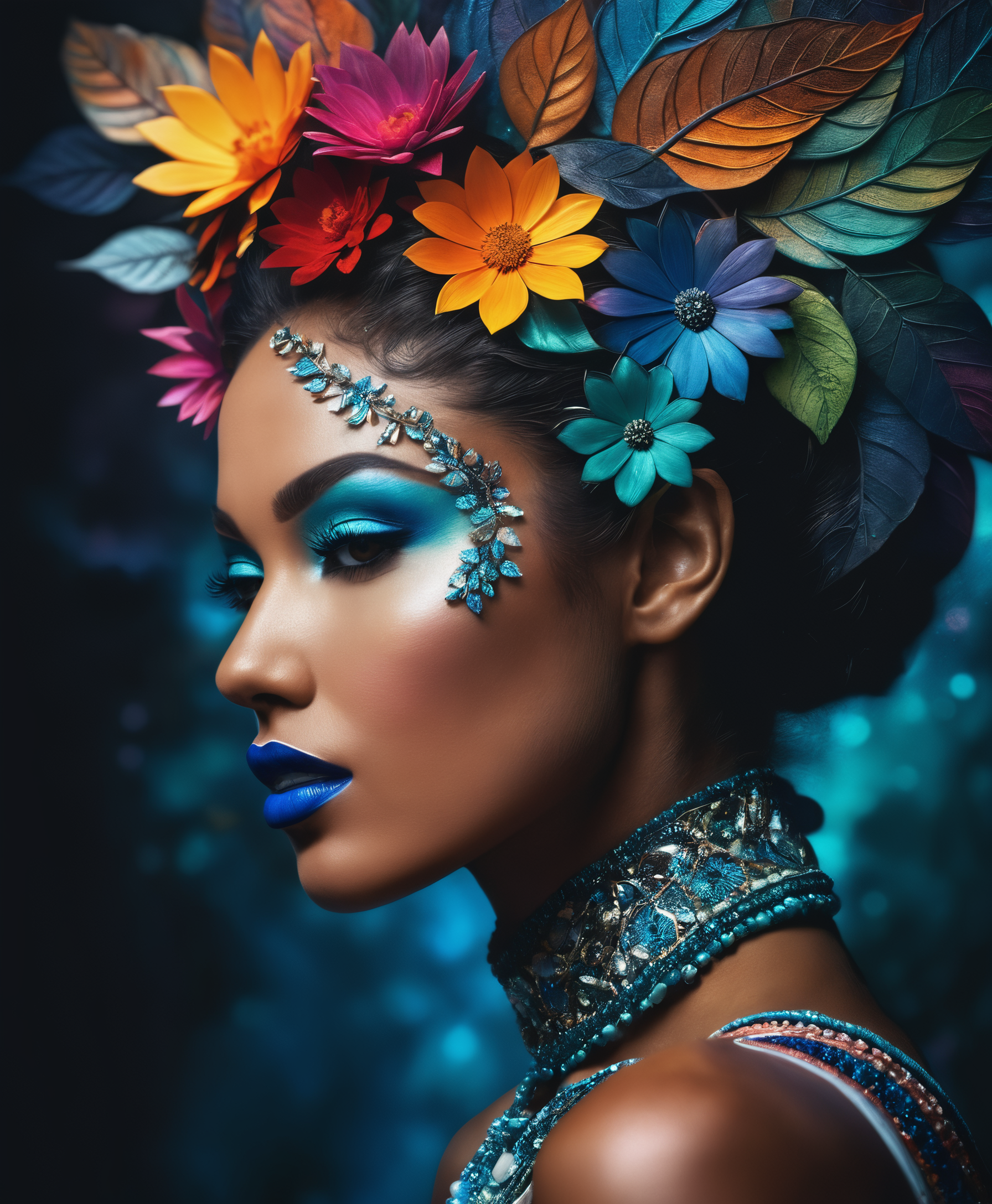 Stable Diffusion prompt: triadic colors, head and shoulde...