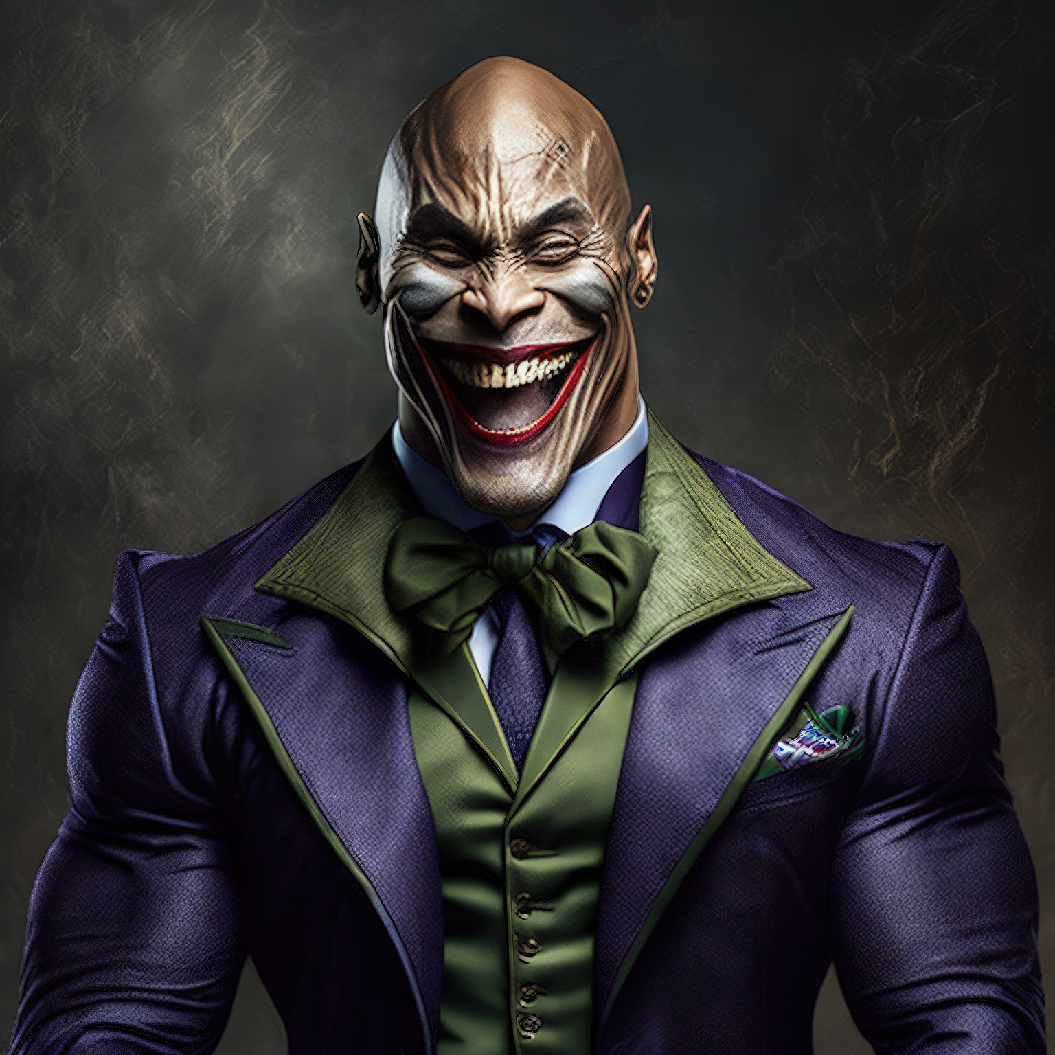 Illuminati Diffusion prompt: The Rock dressed as the Joke...