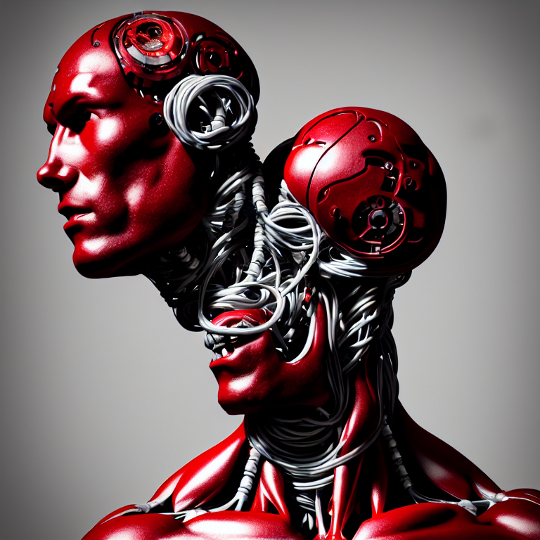 Stable Diffusion prompt: cyborg muscular man body with a ...