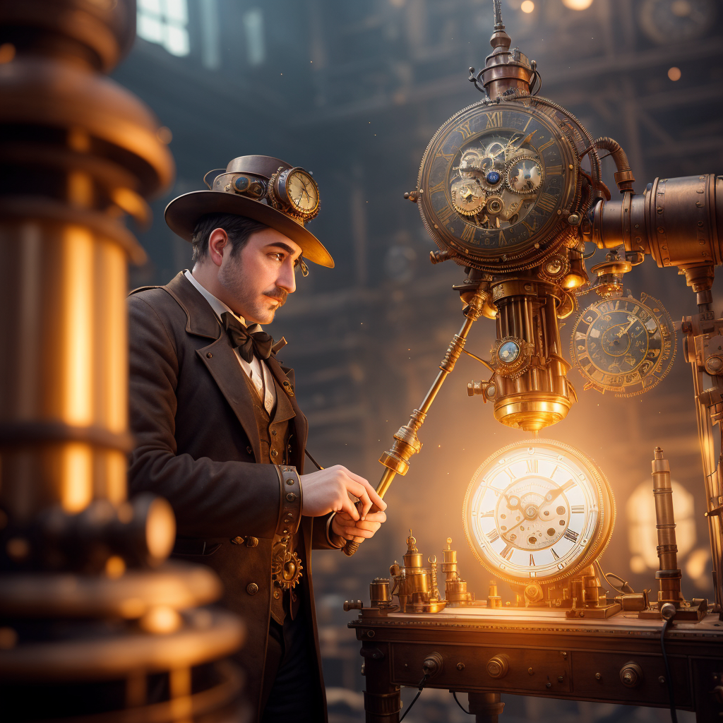 Deliberate prompt: a vast array of steampunk equipment wi...