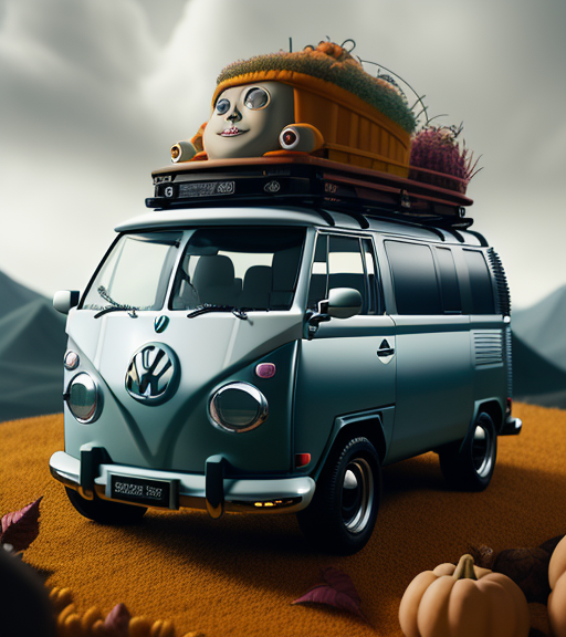 DreamShaper prompt: a modern vw t5 van has been converted...