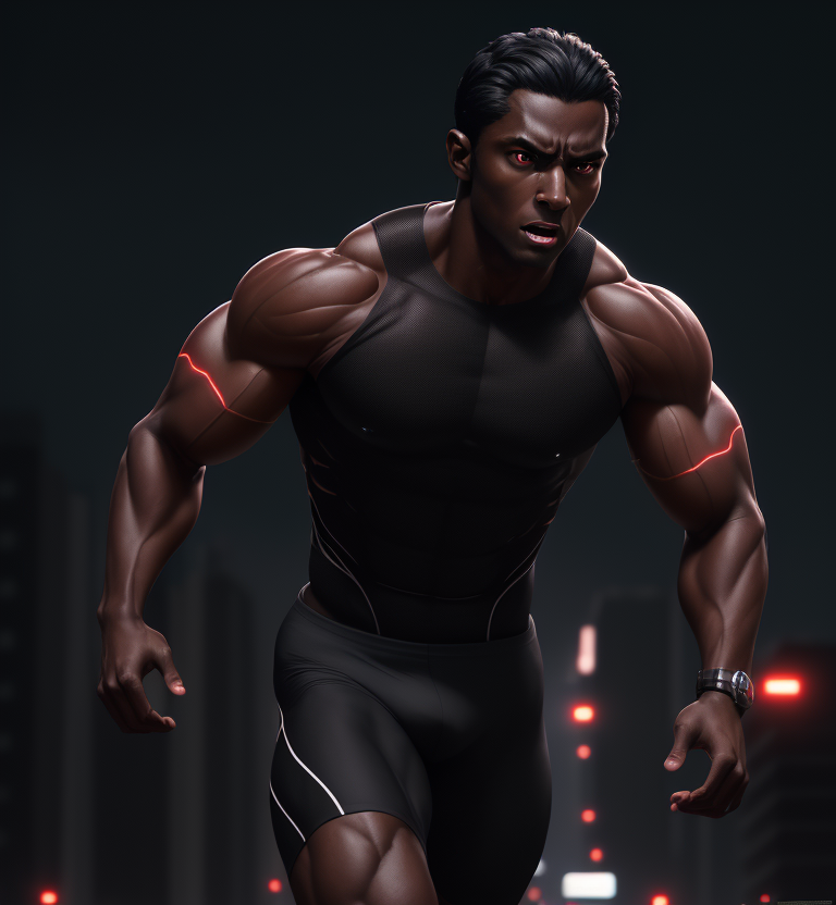 DreamShaper prompt: a dark medium skinned muscular male r...