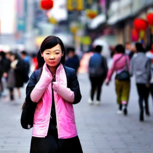Stable Diffusion prompt: A Chinese girl, walking down the...