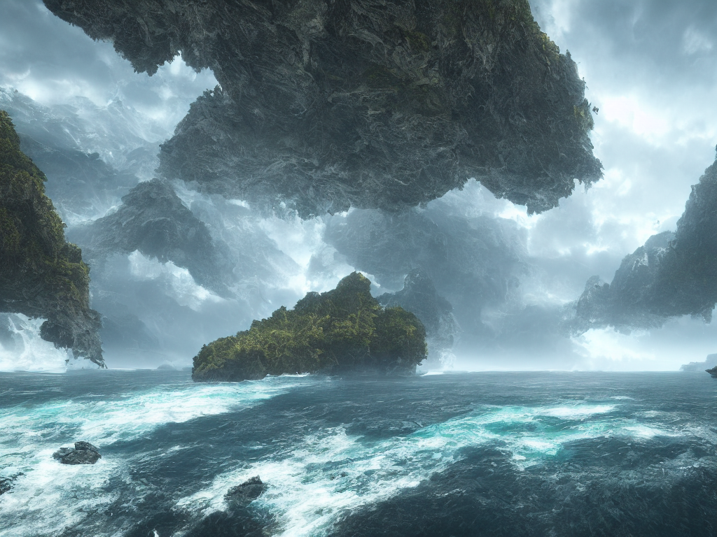 Stable Diffusion prompt: A world of water, atmospheric, h...