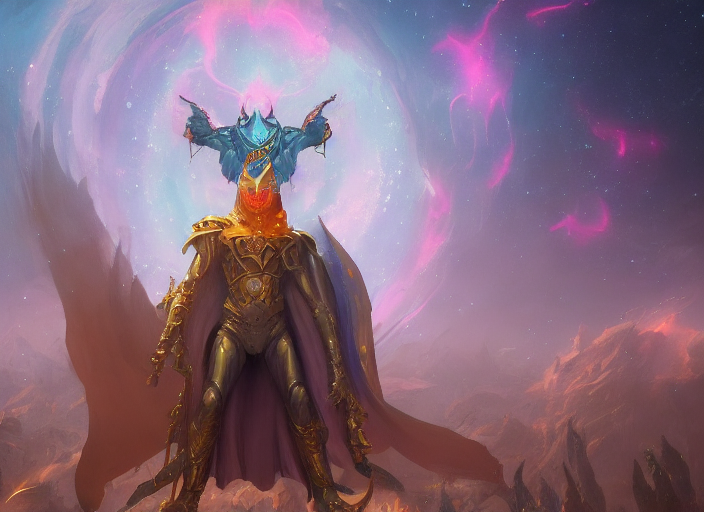 Stable Diffusion prompt: cosmic wizard with a cape, epic ...