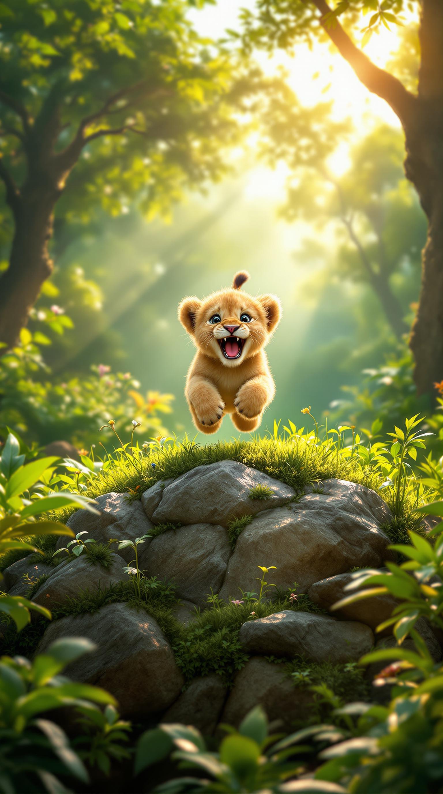 FLUX prompt: 📸 Image Prompt (English): A playful lion cu...