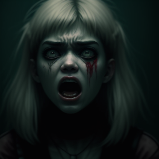DreamShaper prompt: Woman screaming, Grimes type music vi...