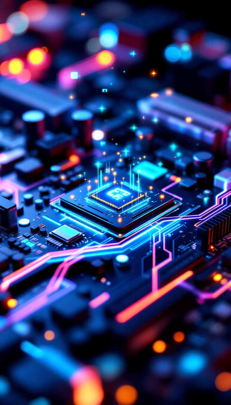 FLUX prompt: A semi-futuristic computer circuit board ren...
