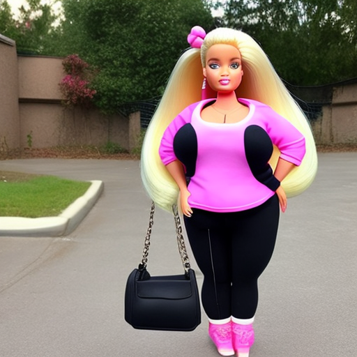 Openjourney prompt: A bbw barbie with long blonde hair we...
