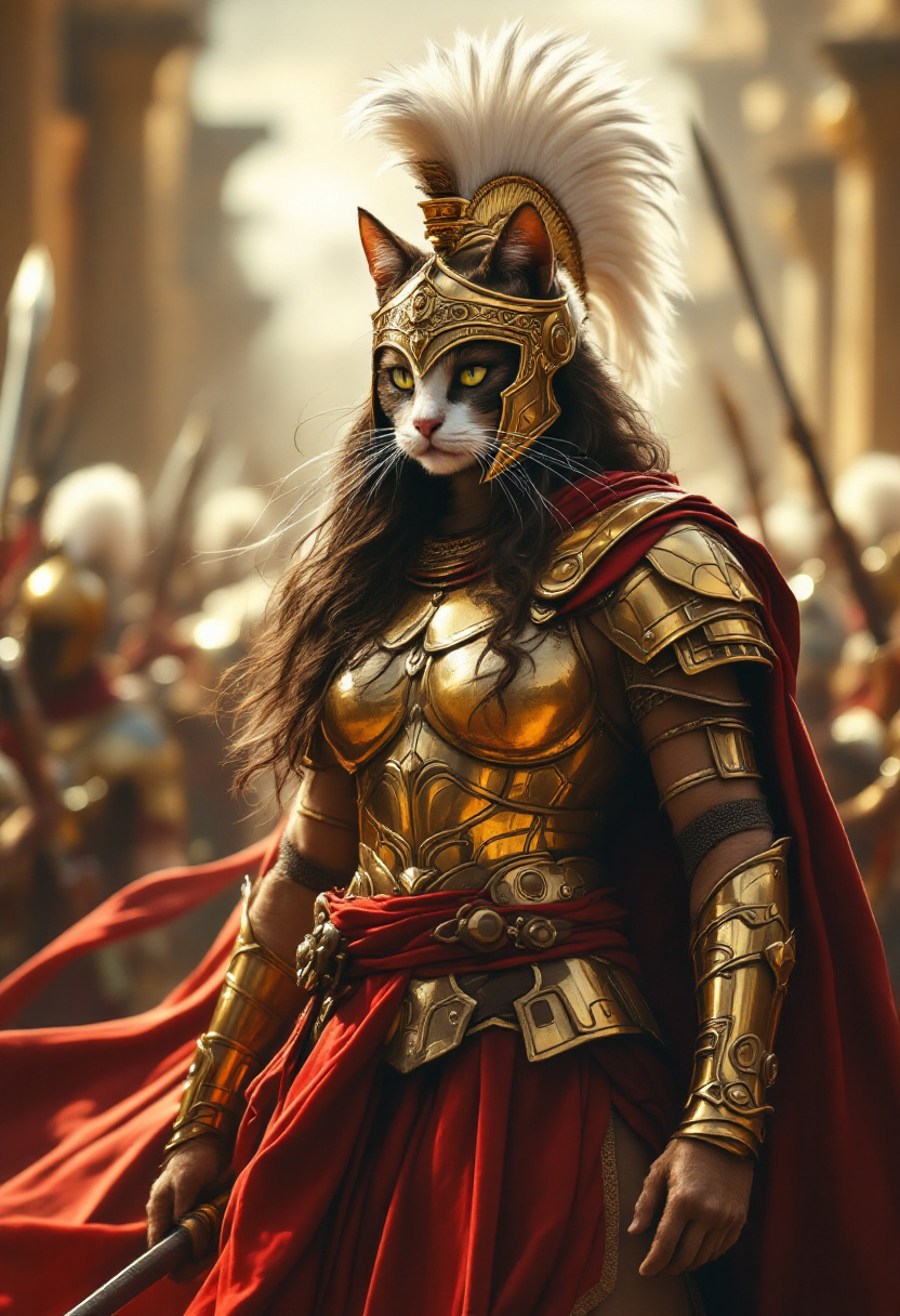 FLUX prompt: Visualize an epic scene depicting a legendar...