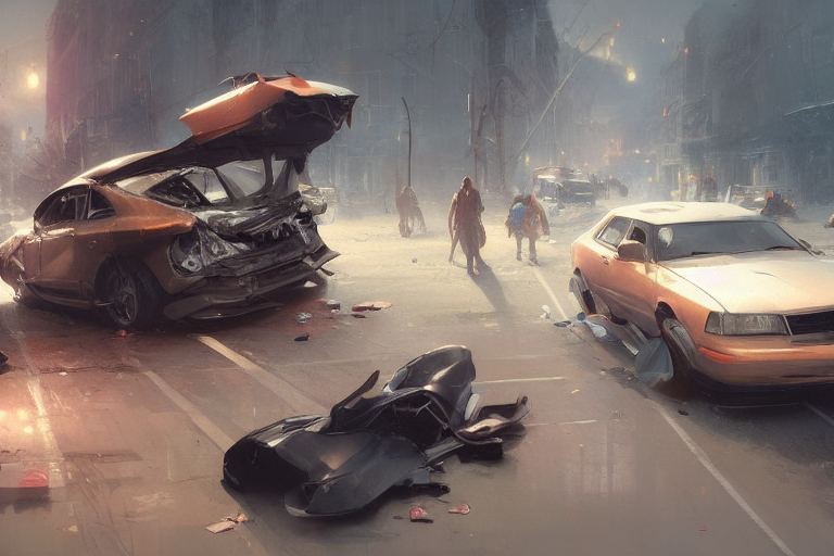 Stable Diffusion prompt: car accident, by Greg rutkowski ...