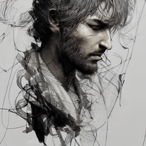 Stable Diffusion prompt: portrait of renaud sechan, pen a...