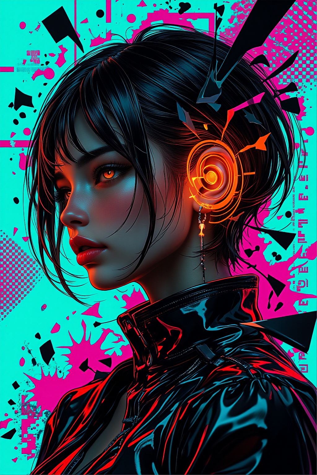 Z Image prompt: A vertical mixed-media digital art master...