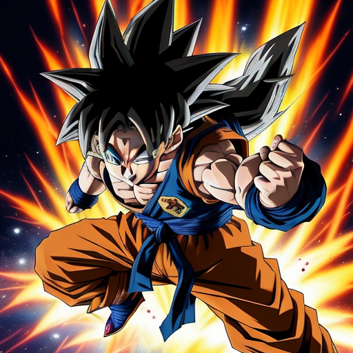 DreamShaper prompt: Goku Anime doing a Kame hame ha super...