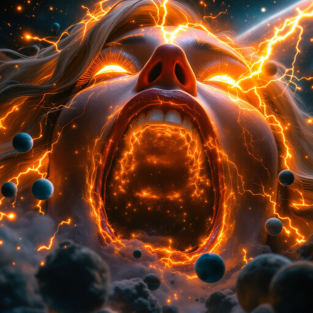 FLUX prompt: enormous giantess captain marvel bigger than...