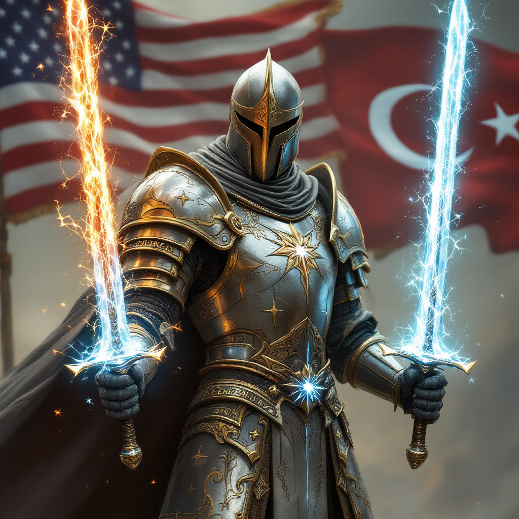 FLUX prompt: A powerful knight in intricately detailed fu...