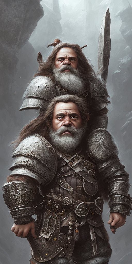 Openjourney prompt: dwarf, male, massive weapon, portrait...