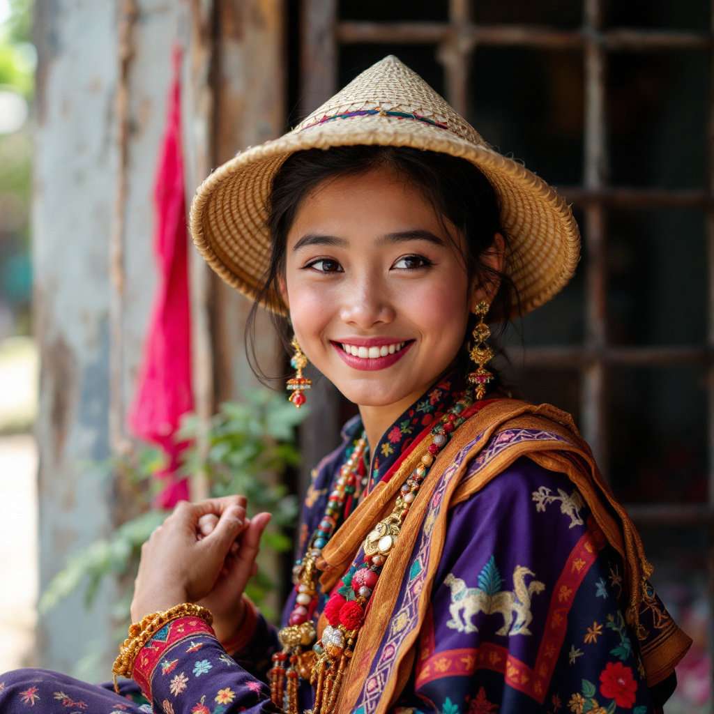 FLUX prompt: Myanmar girl