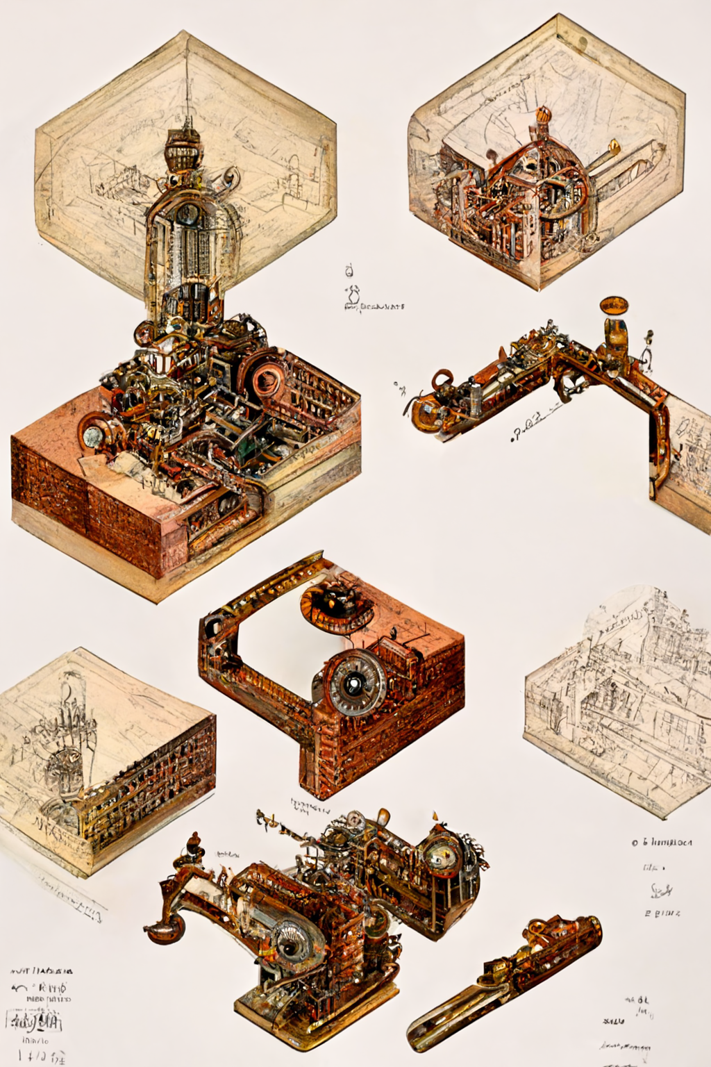Midjourney prompt: isometric view of mysterious Victorian...