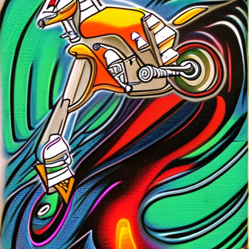 Stable Diffusion prompt: 80s rider wheelie on a 3 wheeler...