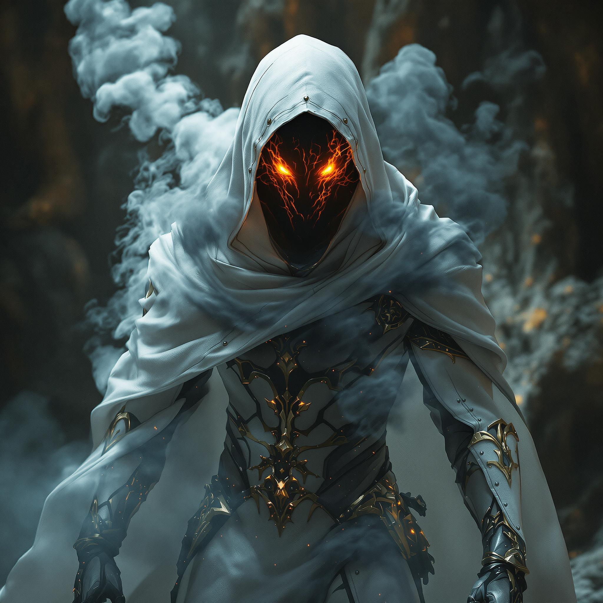 FLUX prompt: Dark fantasy, shadow knights, (( white and g...