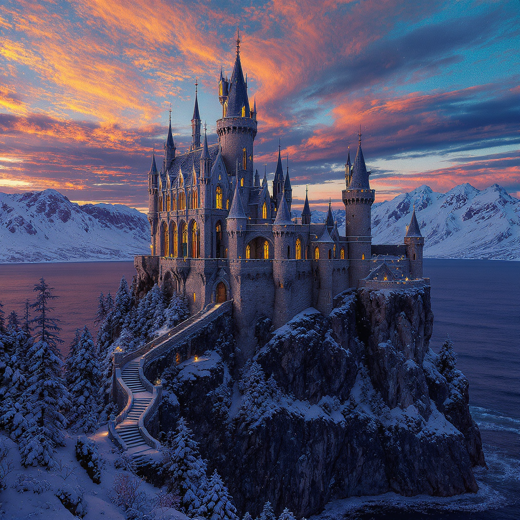 FLUX prompt: A majestic, intricate Gothic castle inspired...