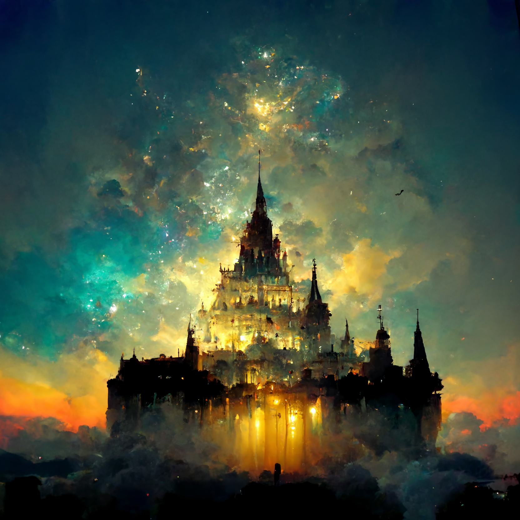 Midjourney prompt: Celestial castles, fantasy, magic, gra...