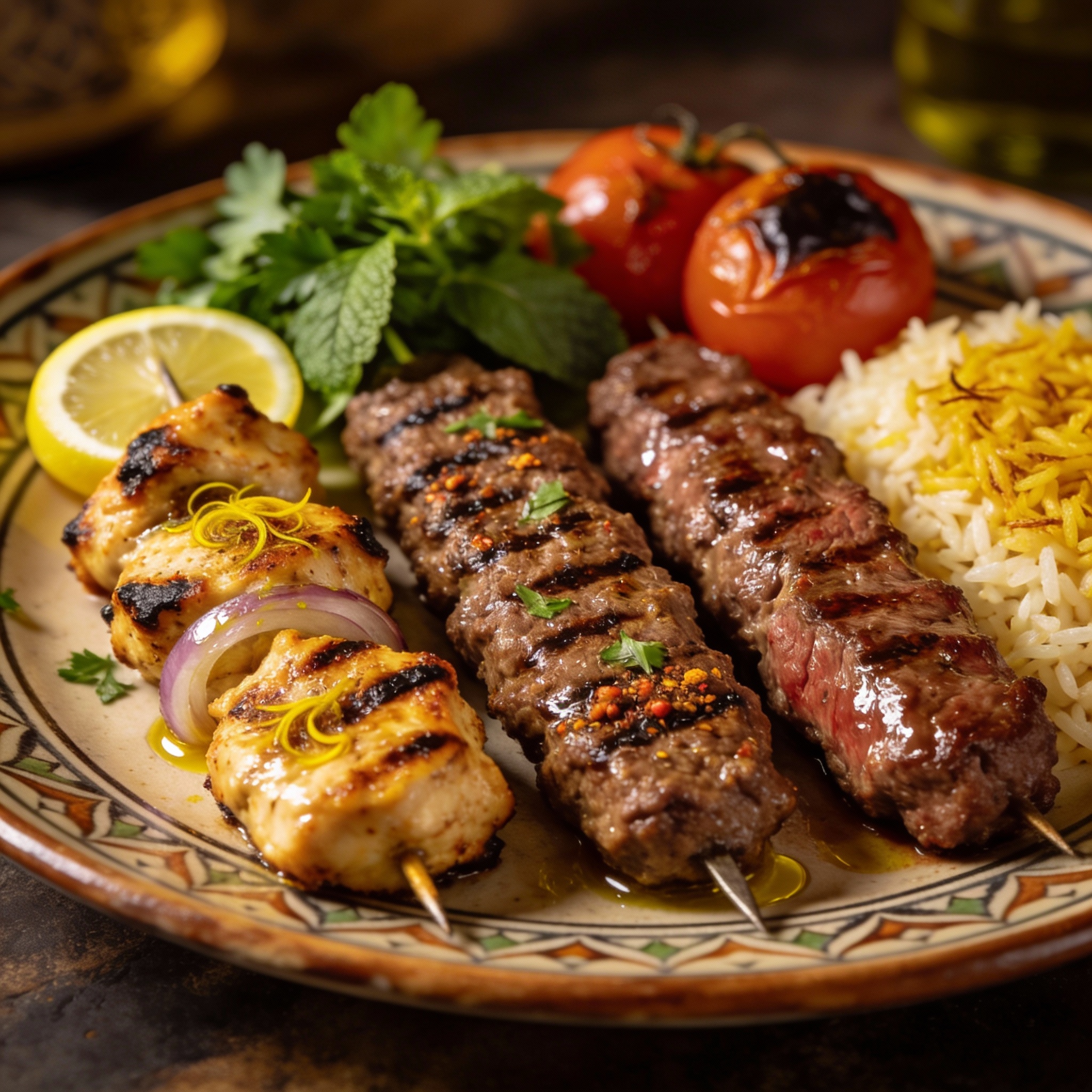Seedream 4 prompt: Generate an image of an irani kebab pl...