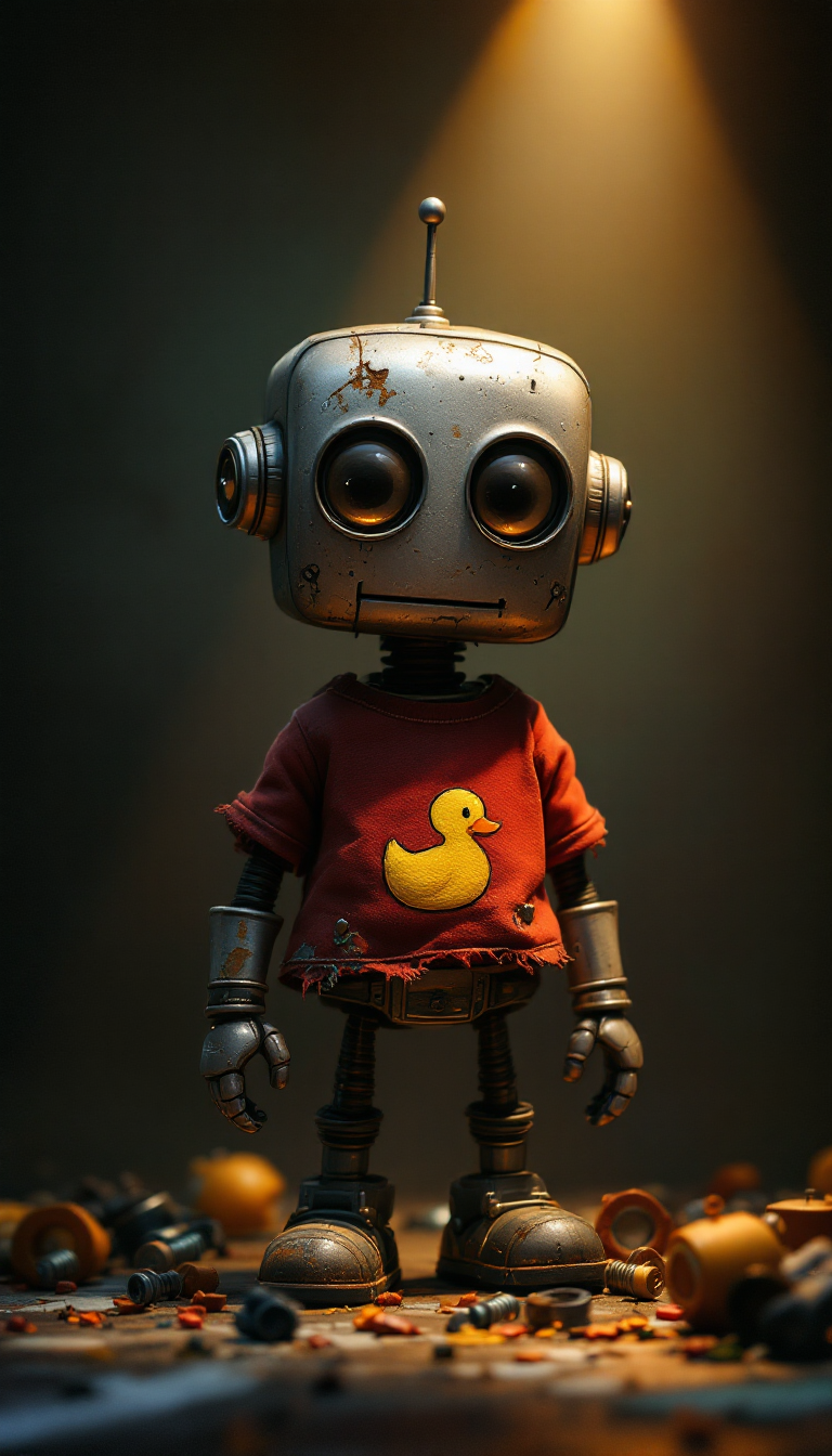 FLUX prompt: A whimsical 3D cartoon-style robot character...