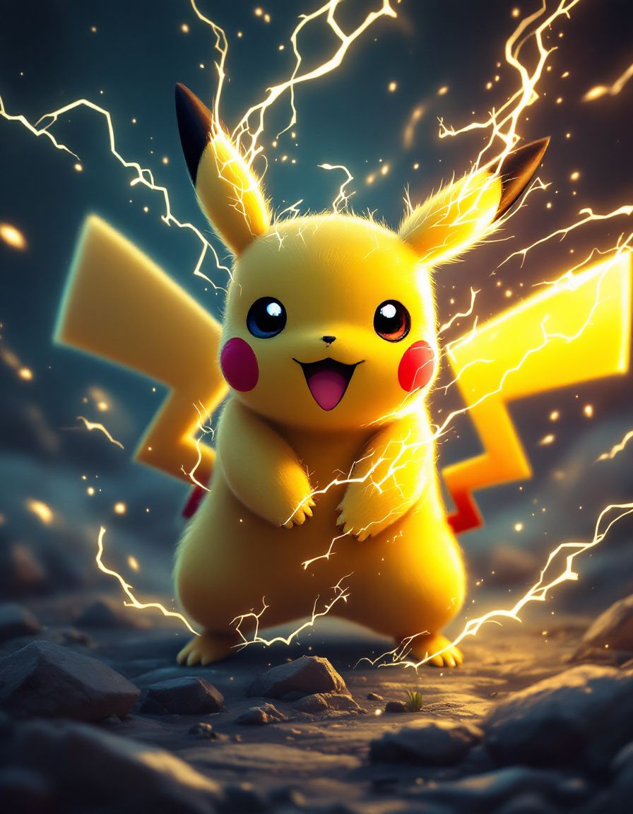 FLUX prompt: pokemon wallpaper, Pikachu, hd background, i...
