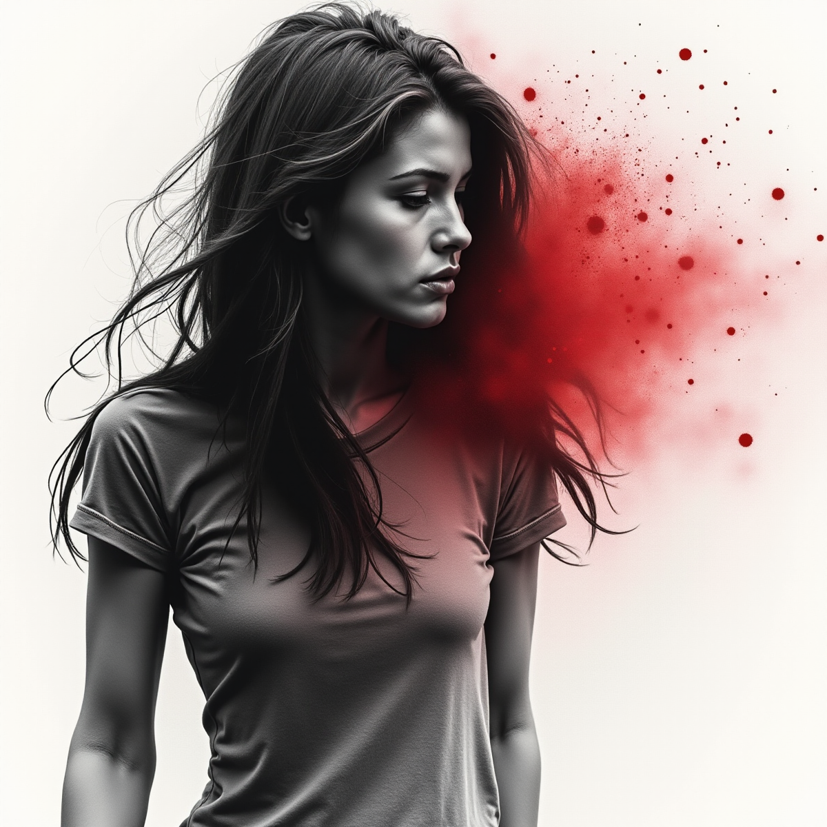 FLUX prompt: modern ink meets charcoal drawing with influ...
