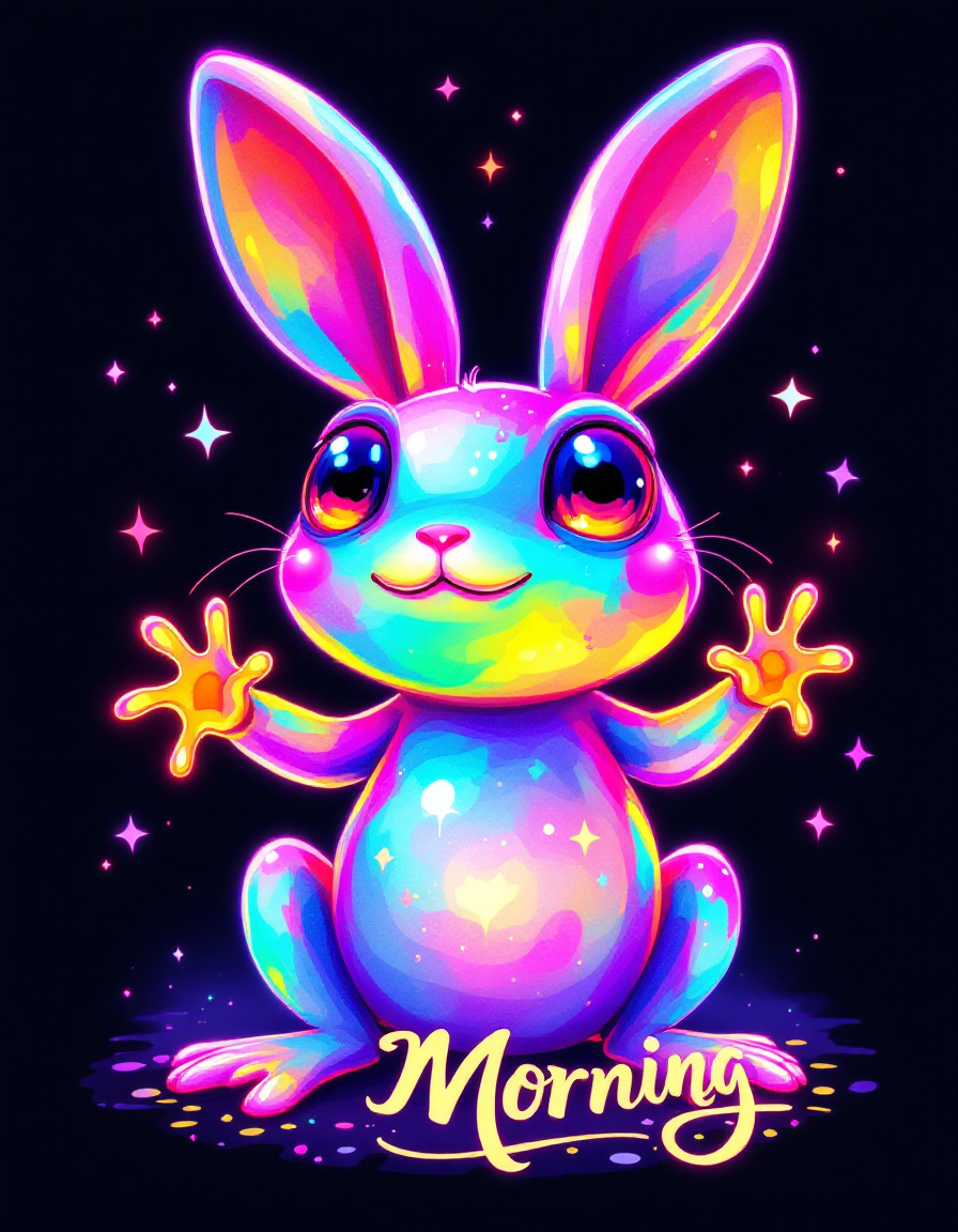 FLUX prompt: The words "Good Morning" are overlaid top of...