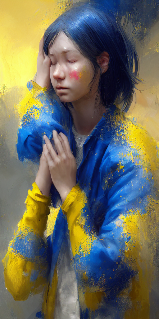 Stable Diffusion prompt: Girl wearing blue and yellow clo...