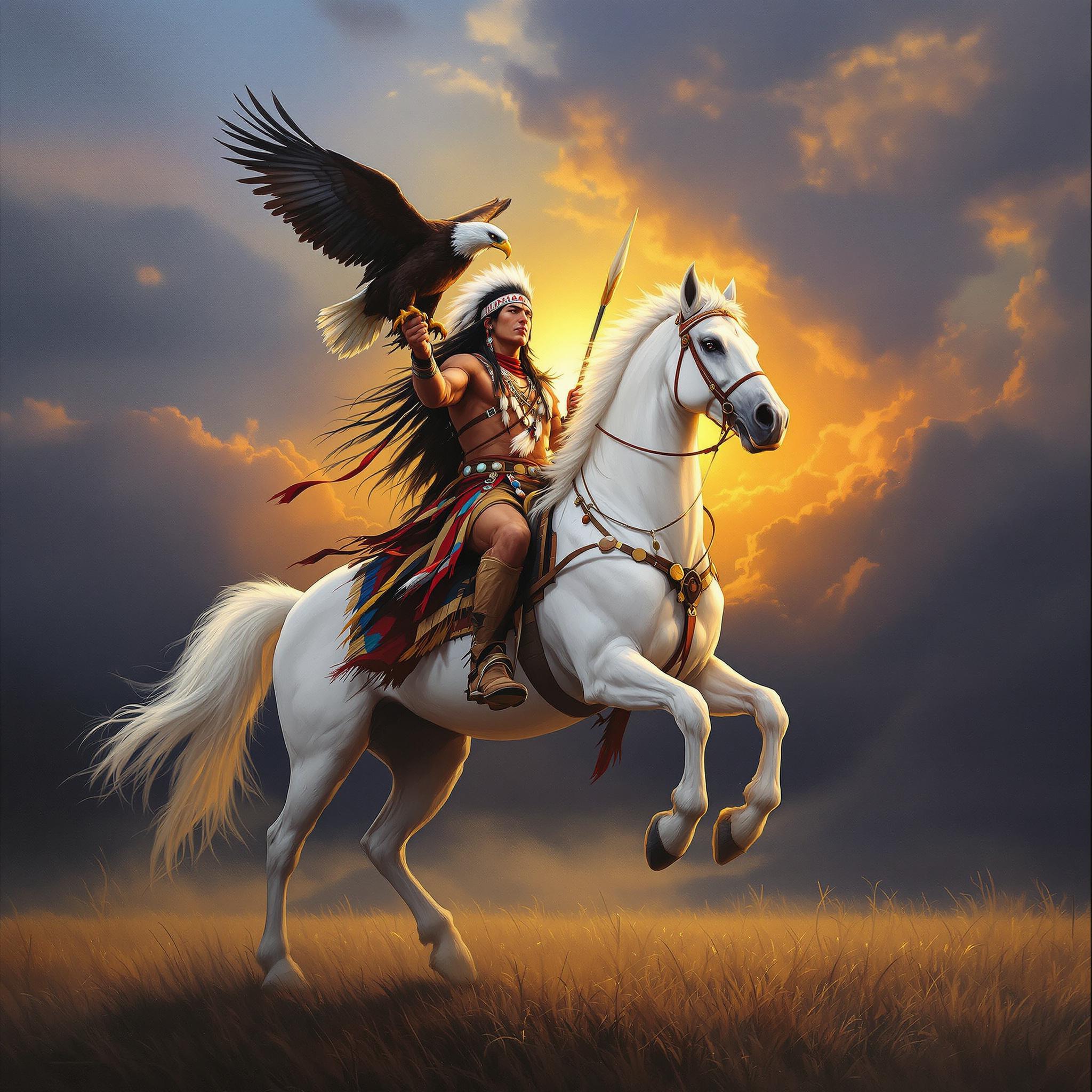 FLUX prompt: an oil color painting of Native American Ind...
