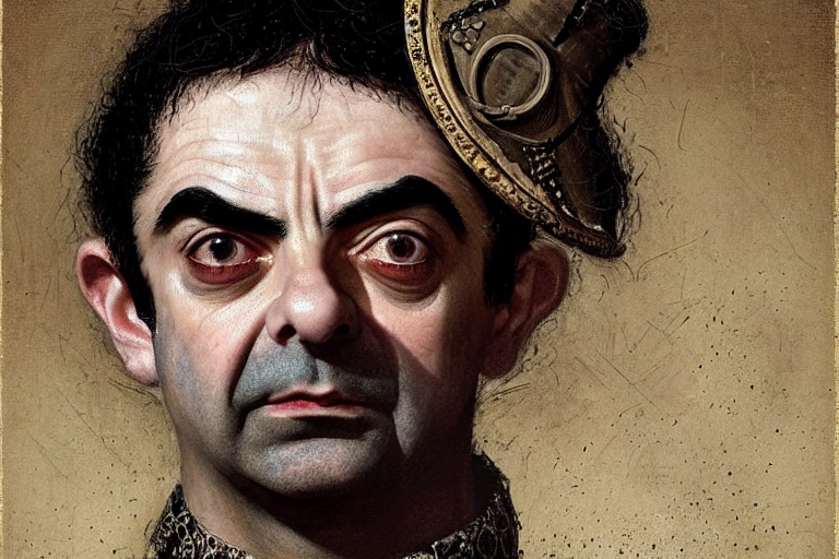 Stable Diffusion prompt: young rowan atkinson as edmund b...