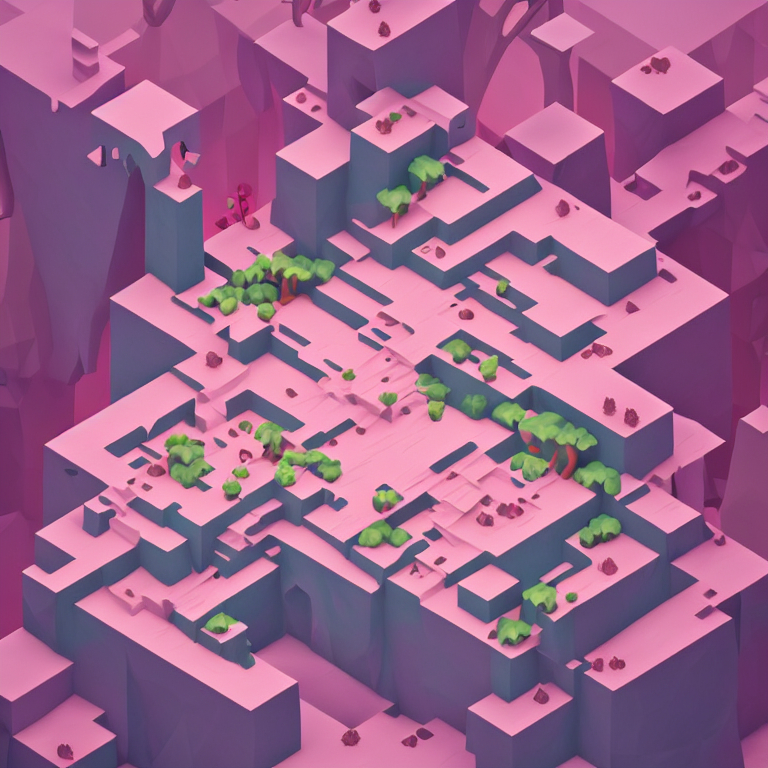 Stable Diffusion prompt: a cute little matte low poly iso...
