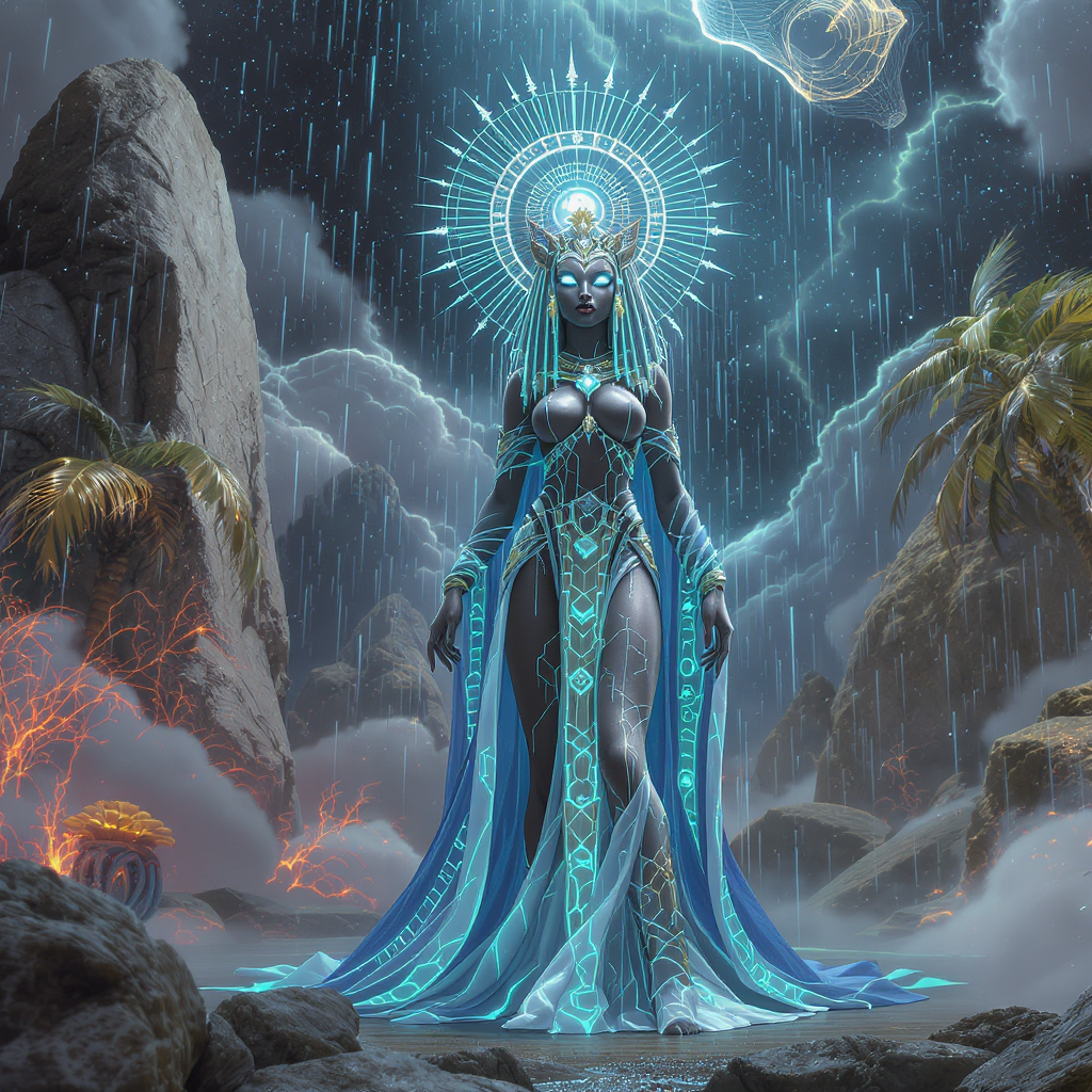 FLUX prompt: { "nft_name": "Tefnut, Goddess of Moistur...