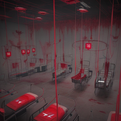 DreamShaper prompt: dystopian illustration of a blood don...